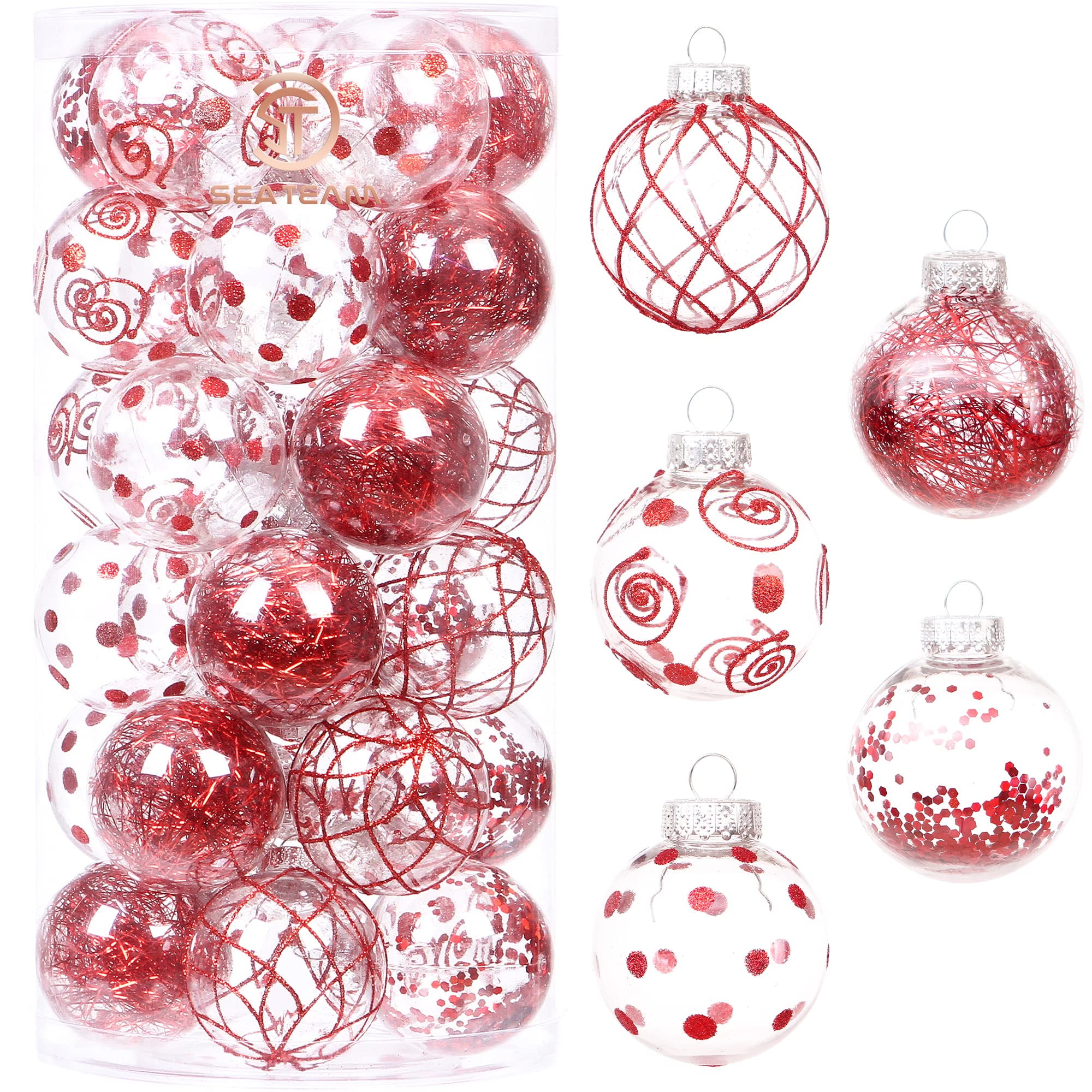 Sea Team 60mm/2.36" Shatterproof Clear Plastic Christmas Ball Ornaments ...