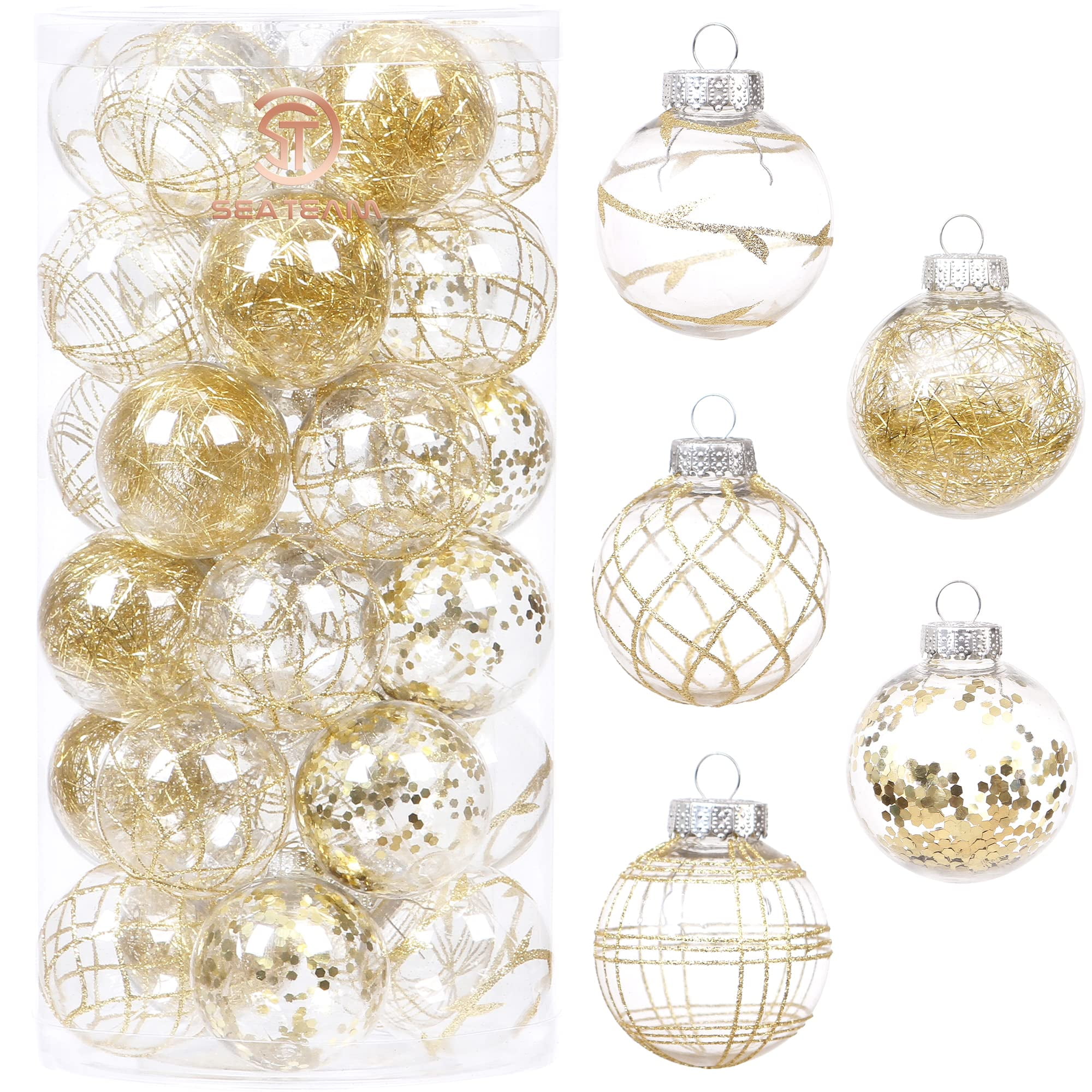 Sea Team 60mm/2.36" Shatterproof Clear Plastic Christmas Ball Ornaments ...