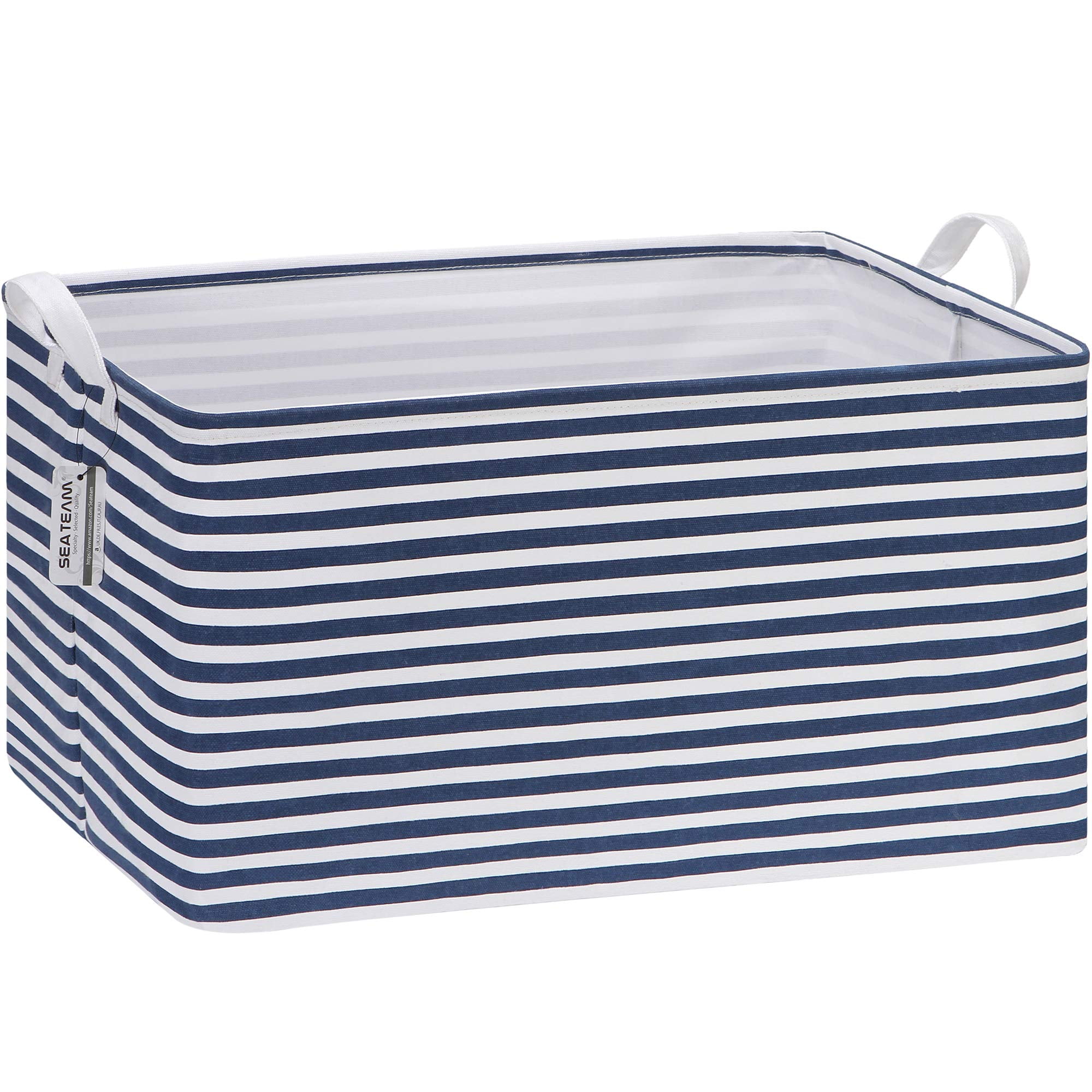 Sea Team Collapsible Extra Large Canvas Fabric Storage Basket with ...