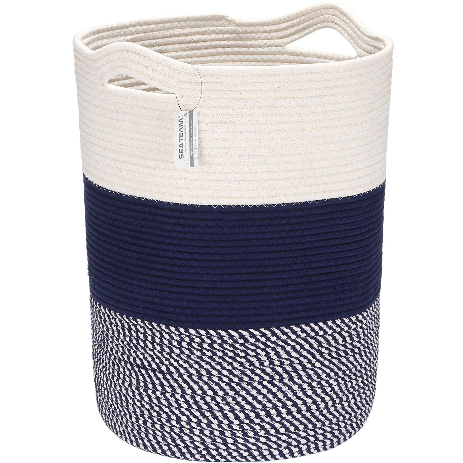 Sea Team Large Size Cotton Rope Woven Storage Basket Laundry Hamper ...