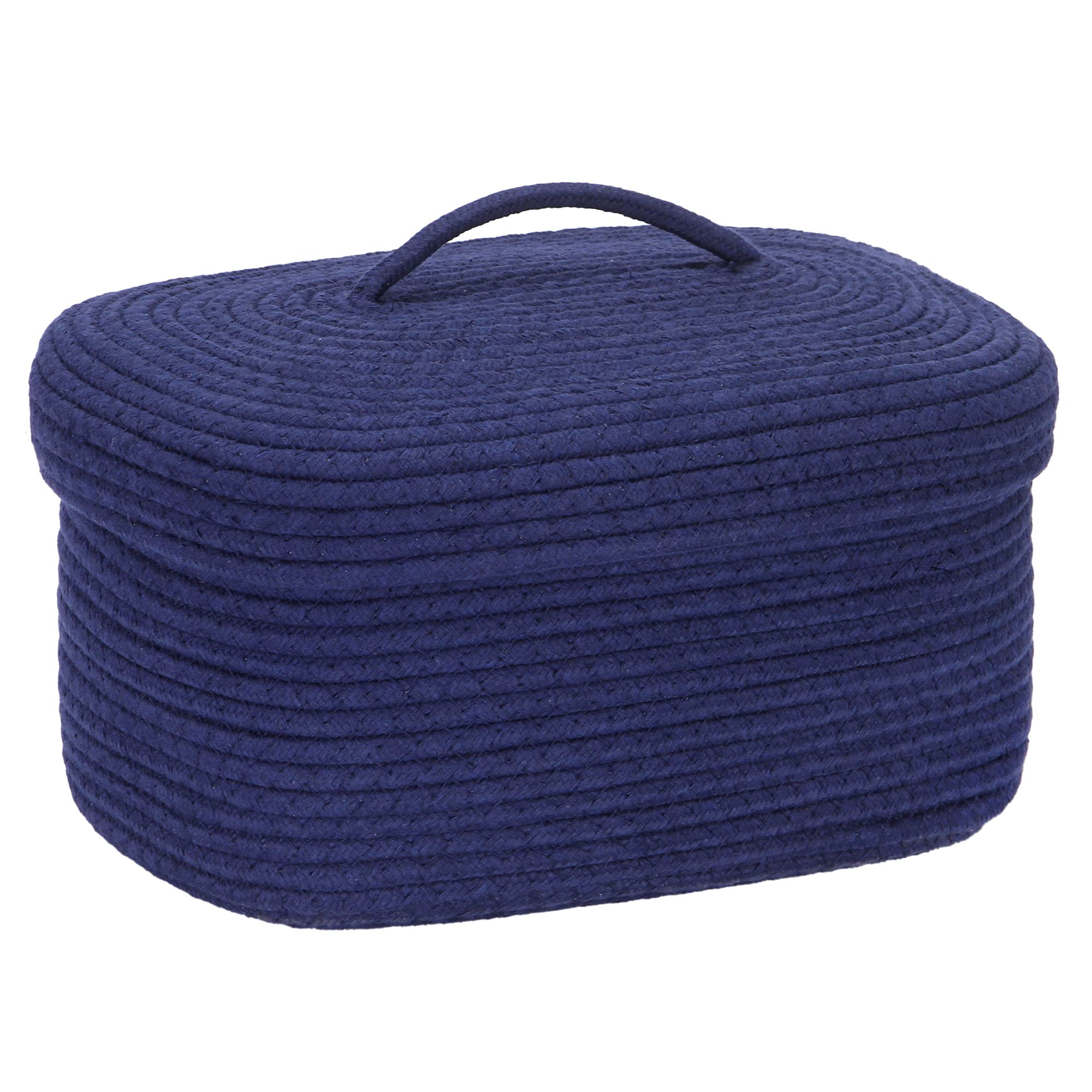 Sea Team Oval Cotton Rope Storage Basket with Lid, Lidded Woven Storage ...