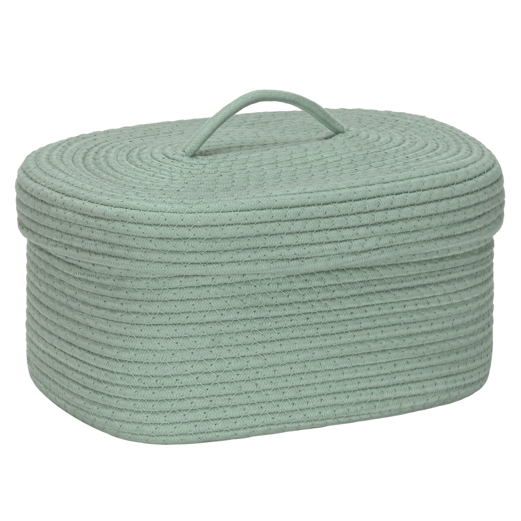 Sea Team Oval Cotton Rope Storage Basket with Lid, Lidded Woven Storage ...