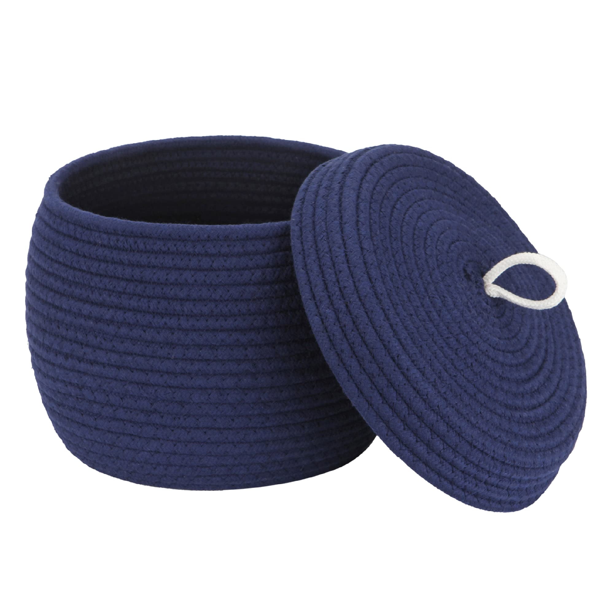 Sea Team Round Cotton Rope Storage Basket with Lid, Decorative Woven ...