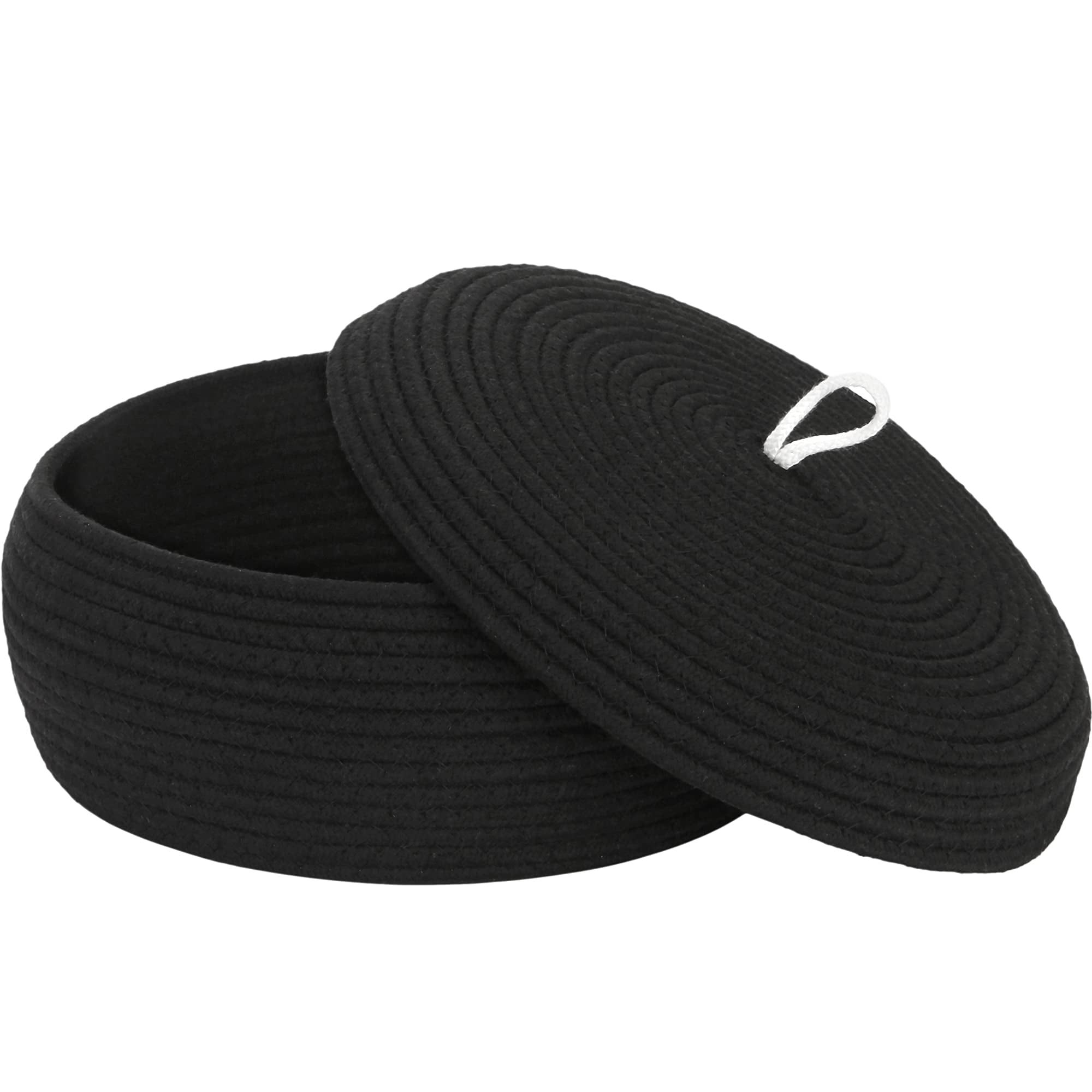 Sea Team Round Cotton Rope Storage Basket with Lid, Decorative Woven ...