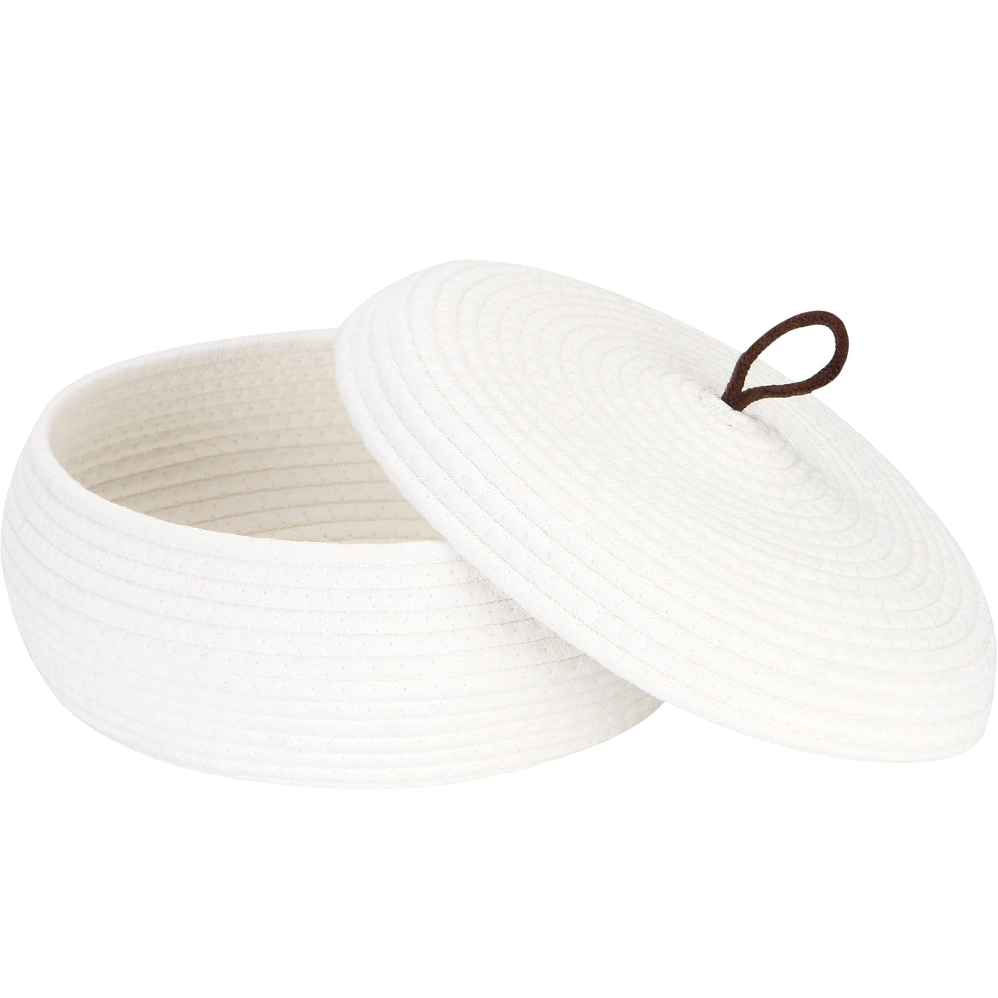 Sea Team Round Cotton Rope Storage Basket with Lid, Decorative Woven ...