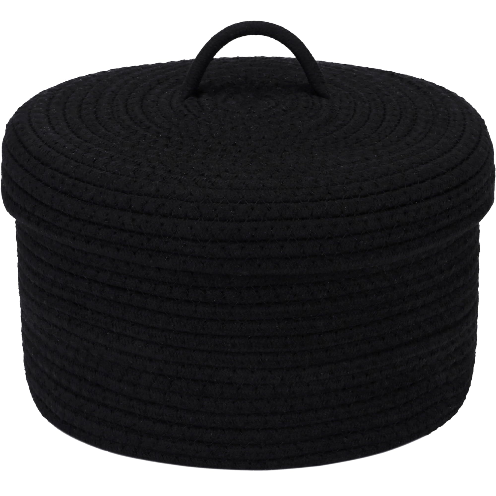 Sea Team Round Cotton Rope Storage Basket with Lid, Lidded Woven ...