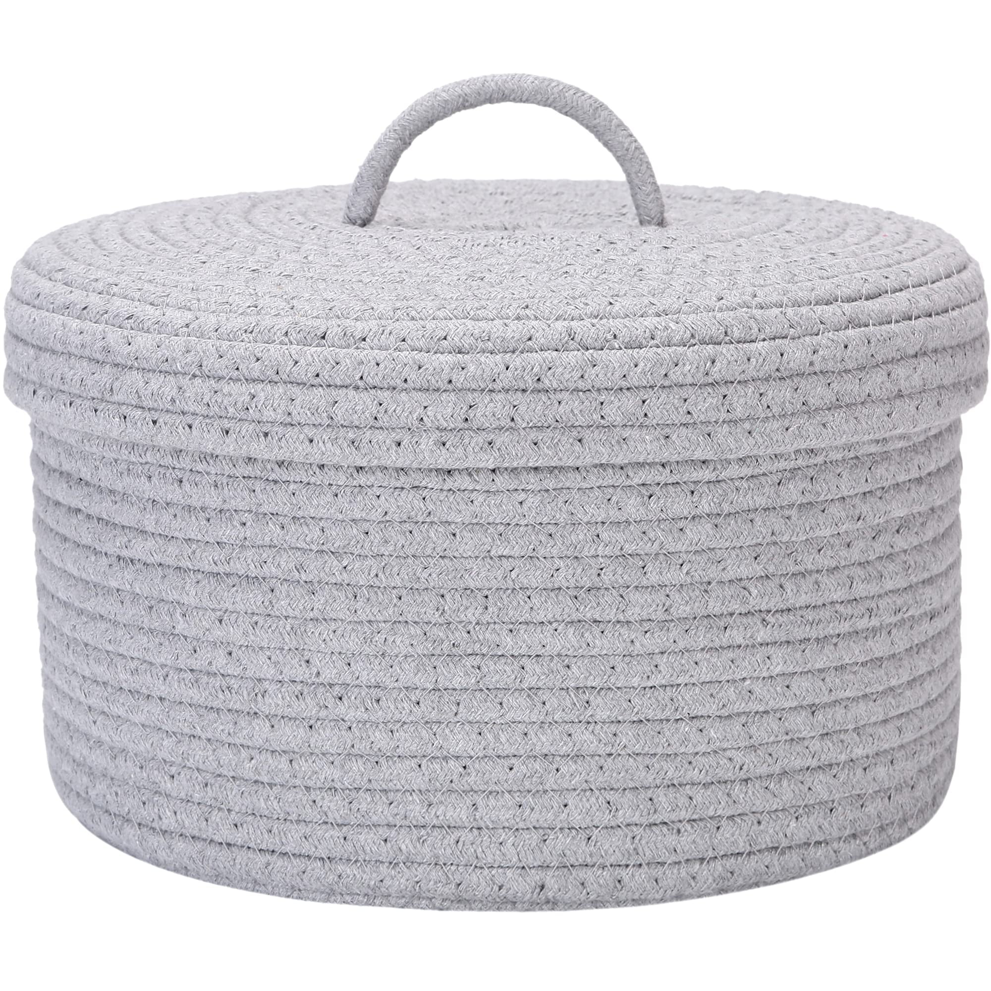 Sea Team Round Cotton Rope Storage Basket with Lid, Grey - Walmart.com