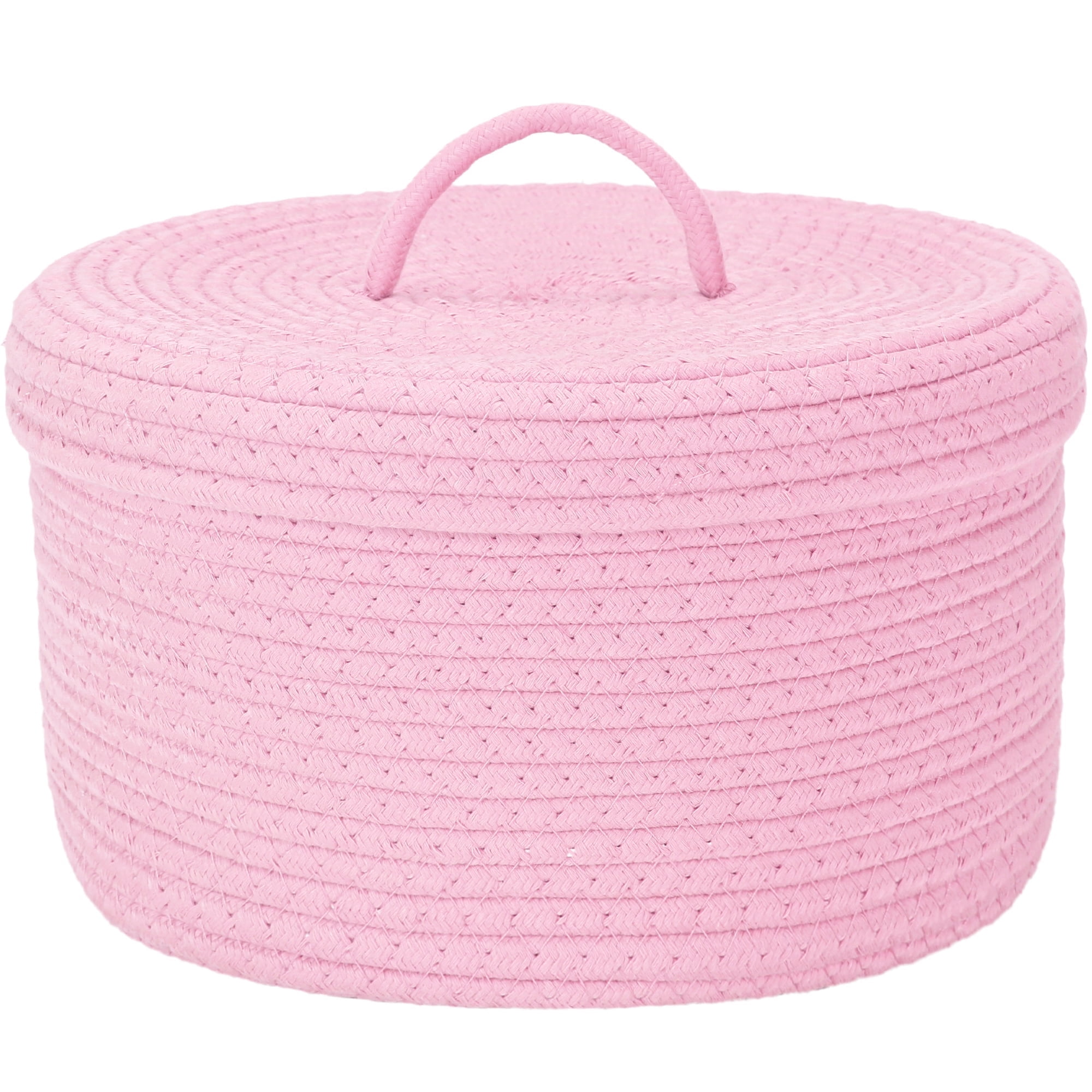 Sea Team Round Cotton Rope Storage Basket with Lid, Lidded Woven ...