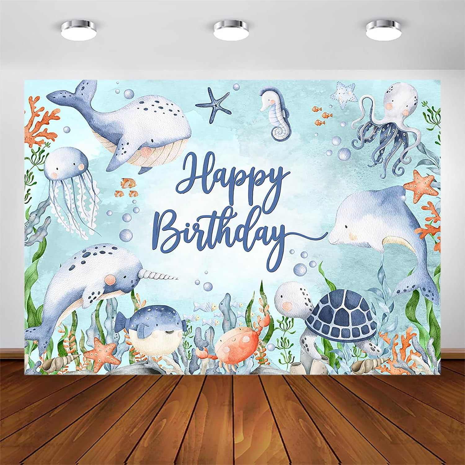 Under The Sea Theme Beautiful Happy Birthday Backdrop Summer Ocean ...