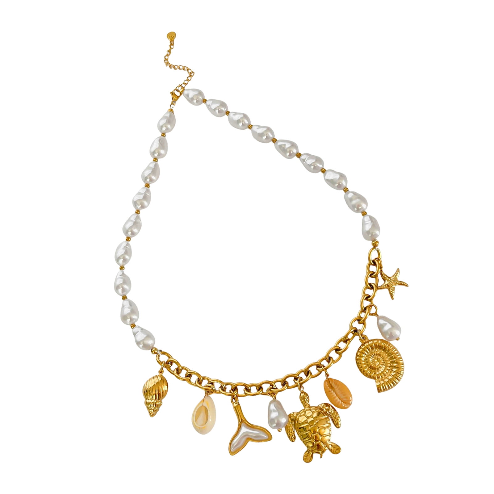 Sea Theme Necklace with Turtles Starfishes Shell Pendants Lightweight ...