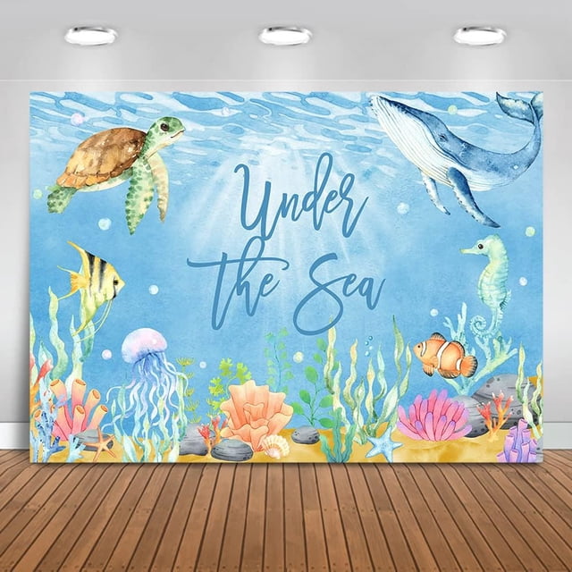 Under The Sea Theme Pretty Birthday Backdrop Ocean Animals Birthday ...