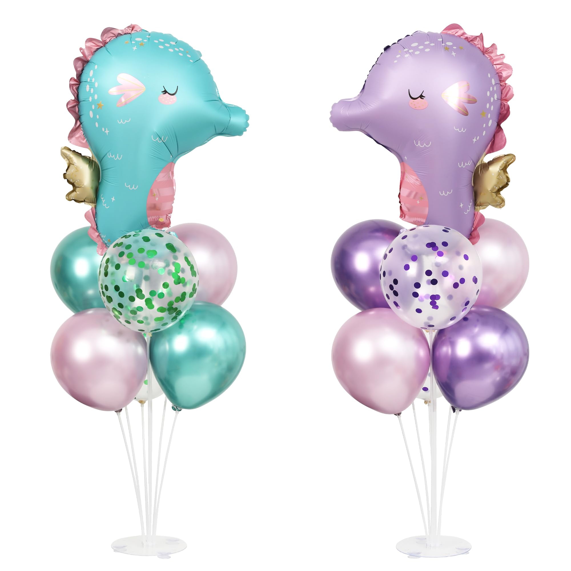 Under The Sea Themed Balloon Stand for Table, 2 Sets Seahorse Foil ...