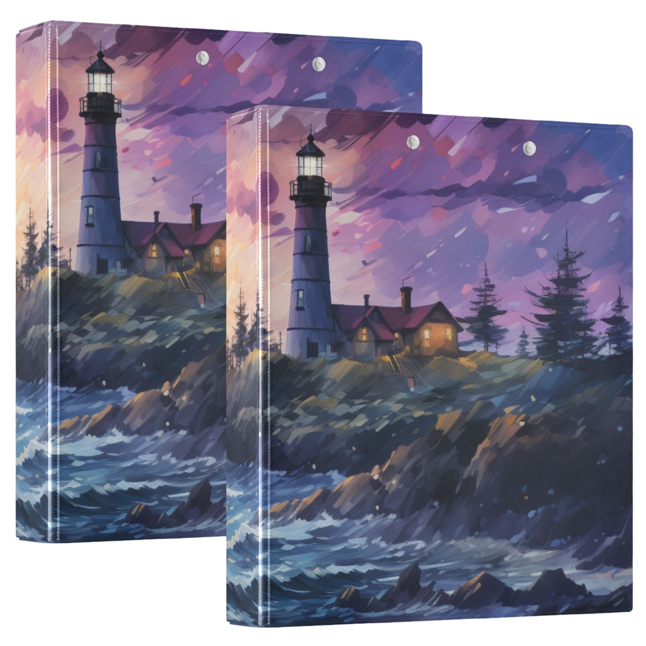 Sea Tower Moutain 3 Ring Binders 1.5 inch Hardcover File Folders with ...
