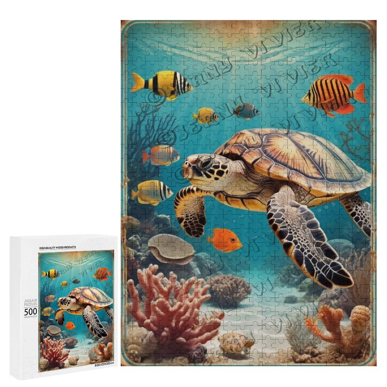 Sea Turtle 500 Piece Wooden Puzzles for Adults Sea Turtle Puzzle Sea ...