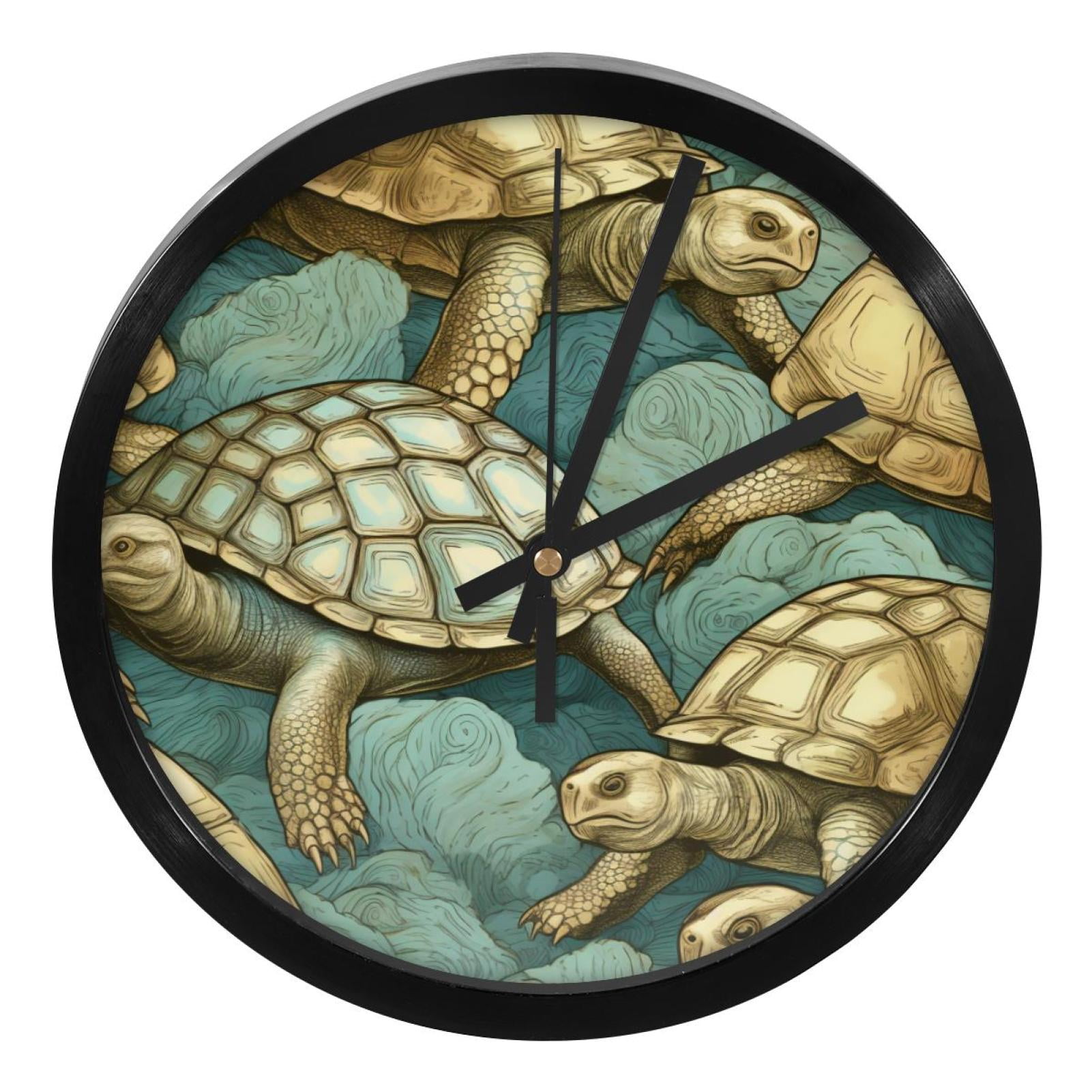Sea Turtle 9.8 Inch Round Digital Wall Clock - Silent Non-Ticking ...