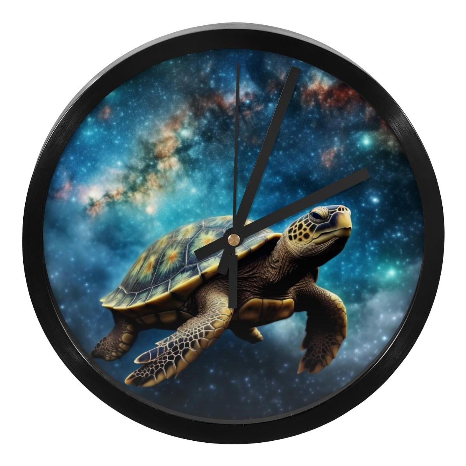 Sea Turtle 9.8 Inch Round Digital Wall Clock Silent Non-Ticking Battery ...