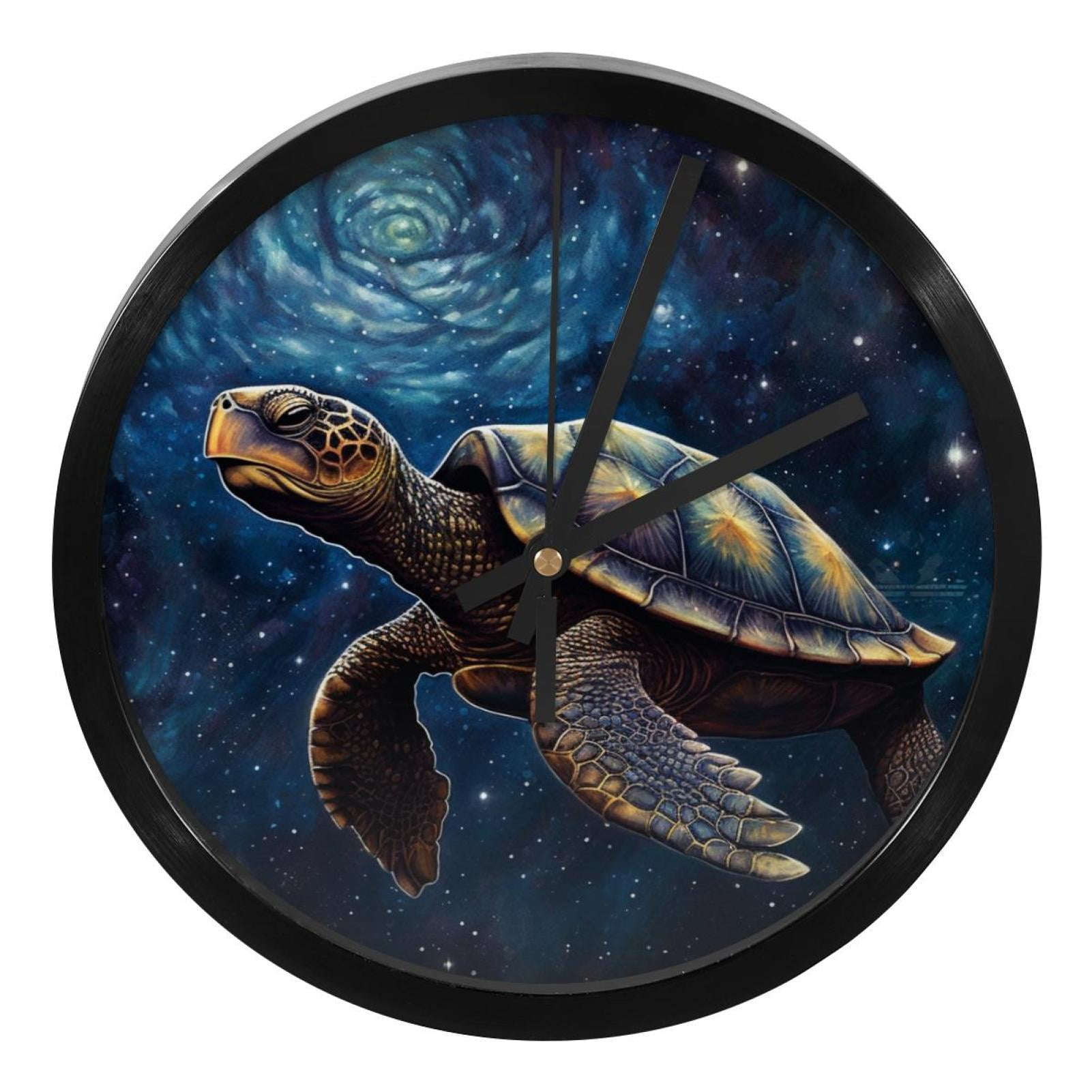 Sea Turtle 9.8-Inch Round Wall Clock, Silent Non-Ticking Digital Clock ...