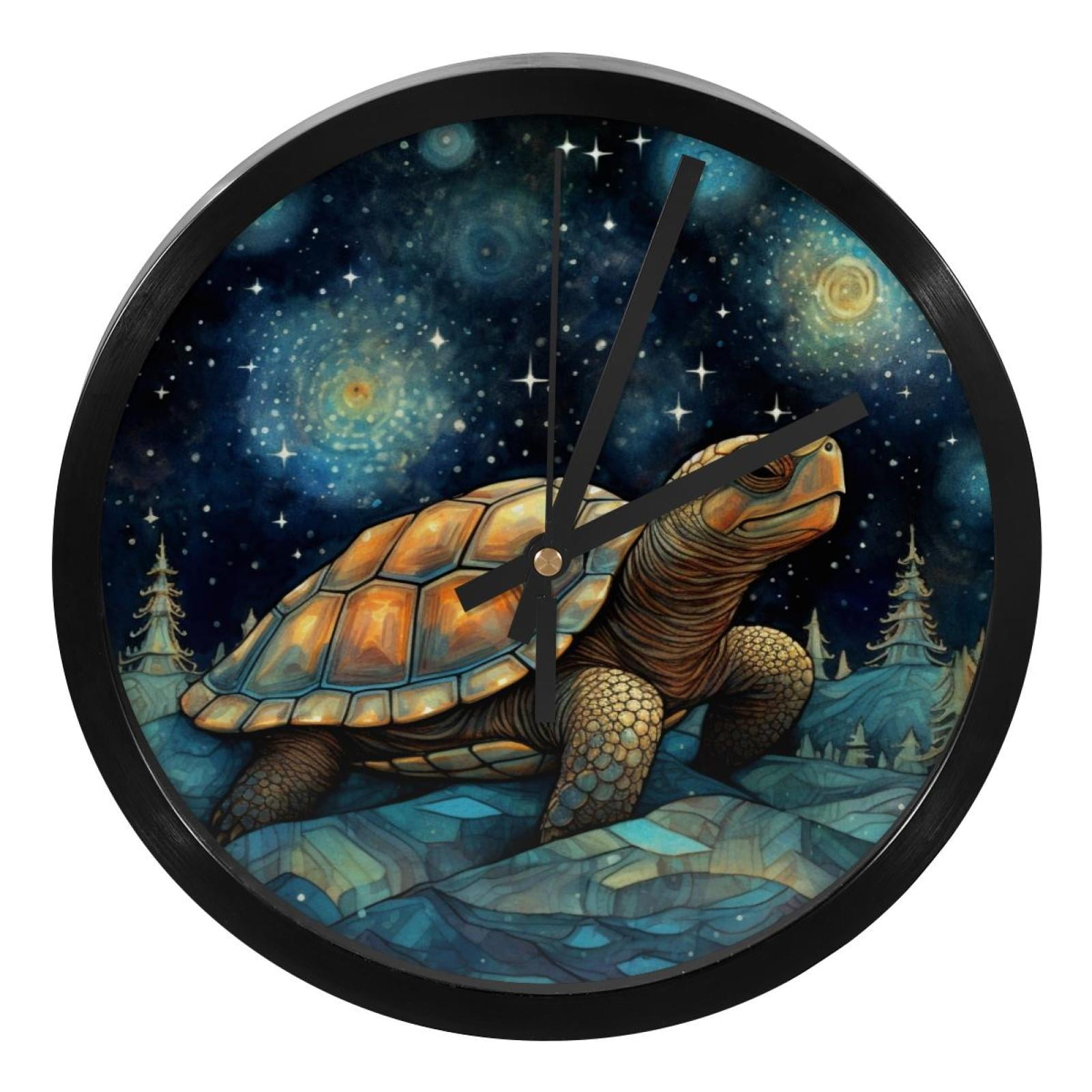 Sea Turtle 9.8 Inch Silent Round Digital Wall Clock - Battery Operated ...