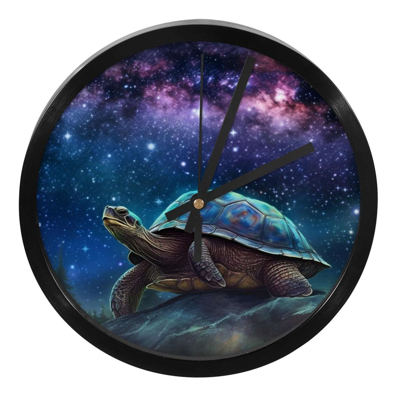 Sea Turtle 9.8 Inch Silent Wall Clock, Round Digital Battery Operated ...