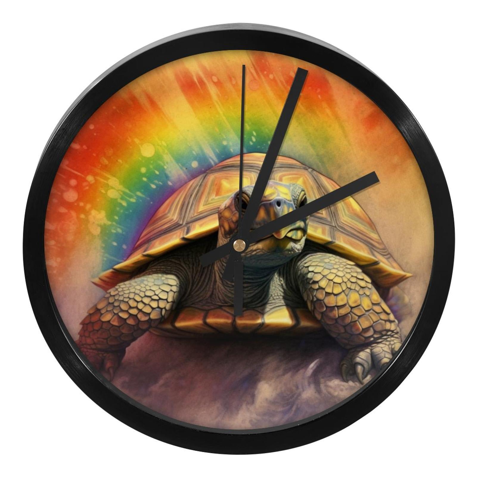 Sea Turtle 9.8 Inches Silent Non-Ticking Round Digital Wall Clock for ...