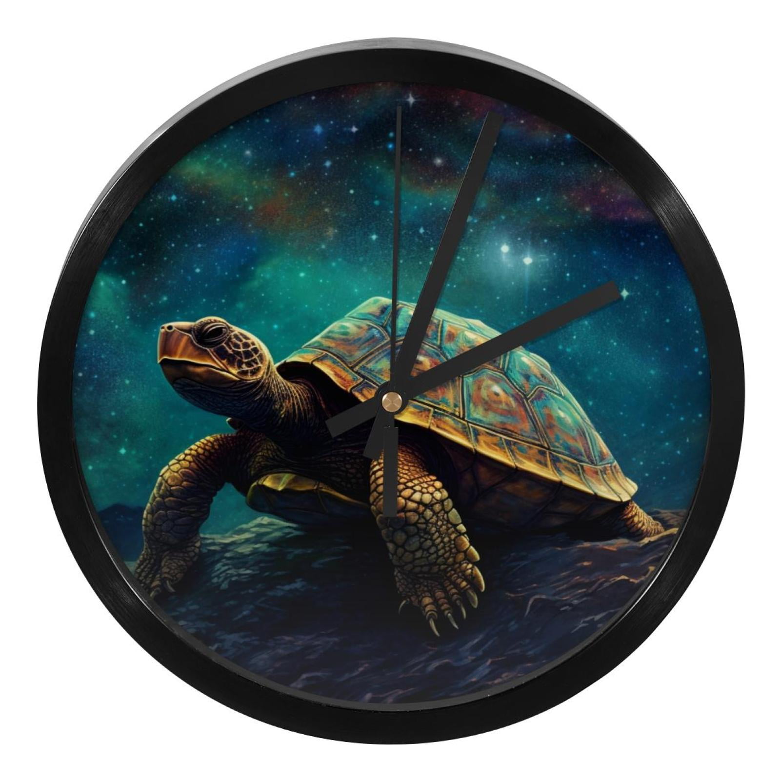Sea Turtle 9.8 Inches Wall Clock - Silent Round Digital Clock, Battery ...