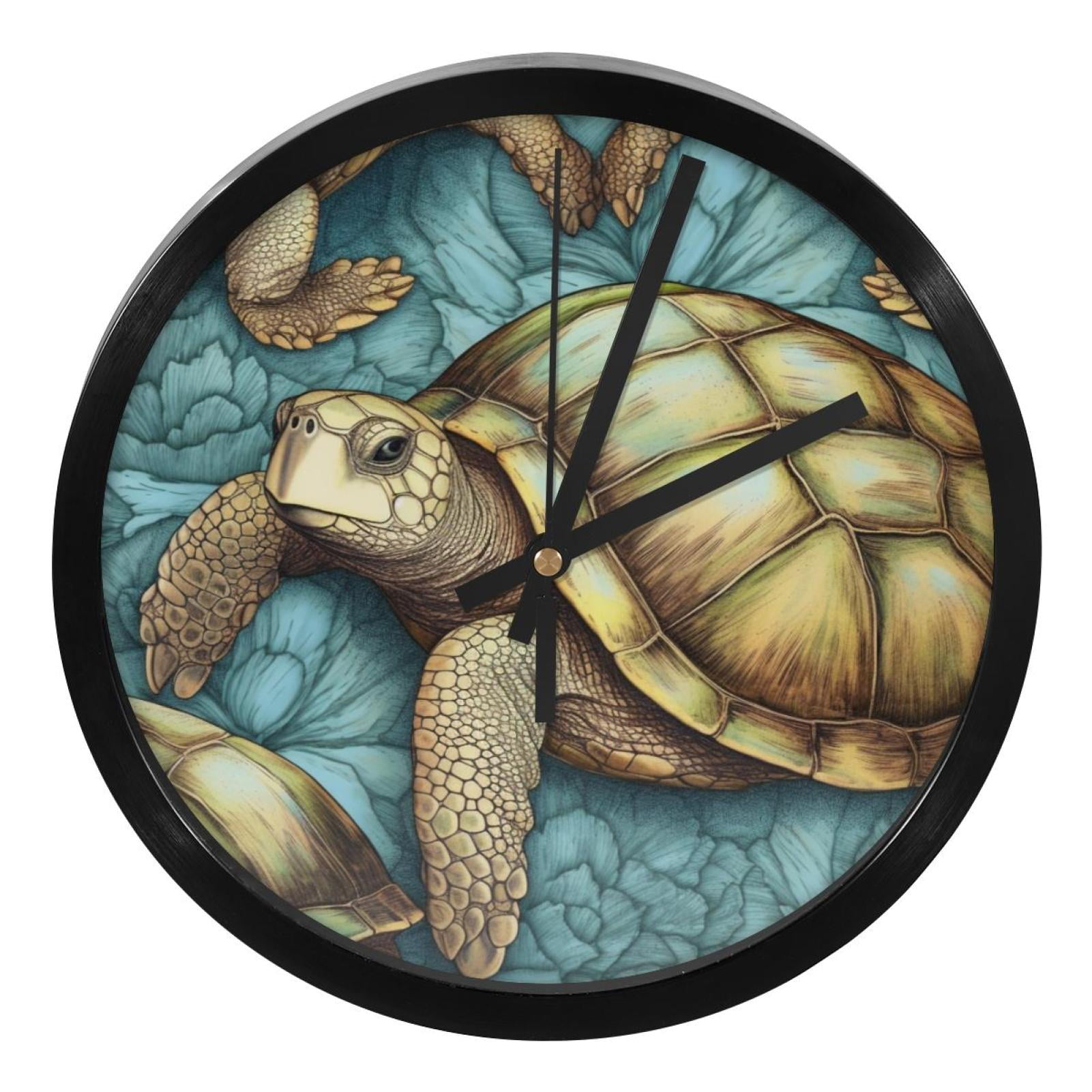 Sea Turtle 9.8 Inches Wall Clock - Silent Round Digital Clock, Battery ...