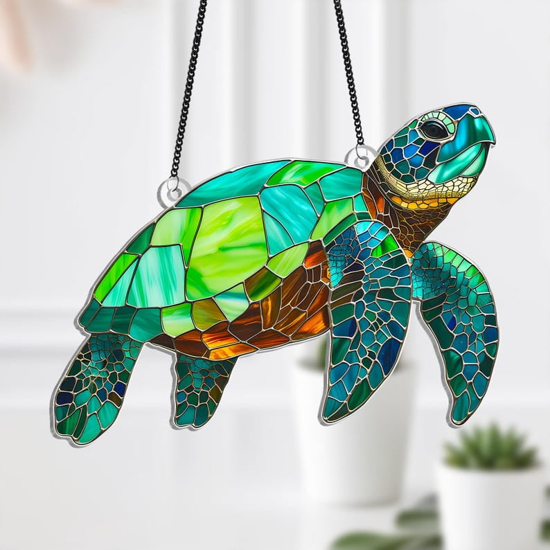 Sea Turtle Acrylic Suncatcher Window Hanging, Turtle Lovers Gift, Sea ...