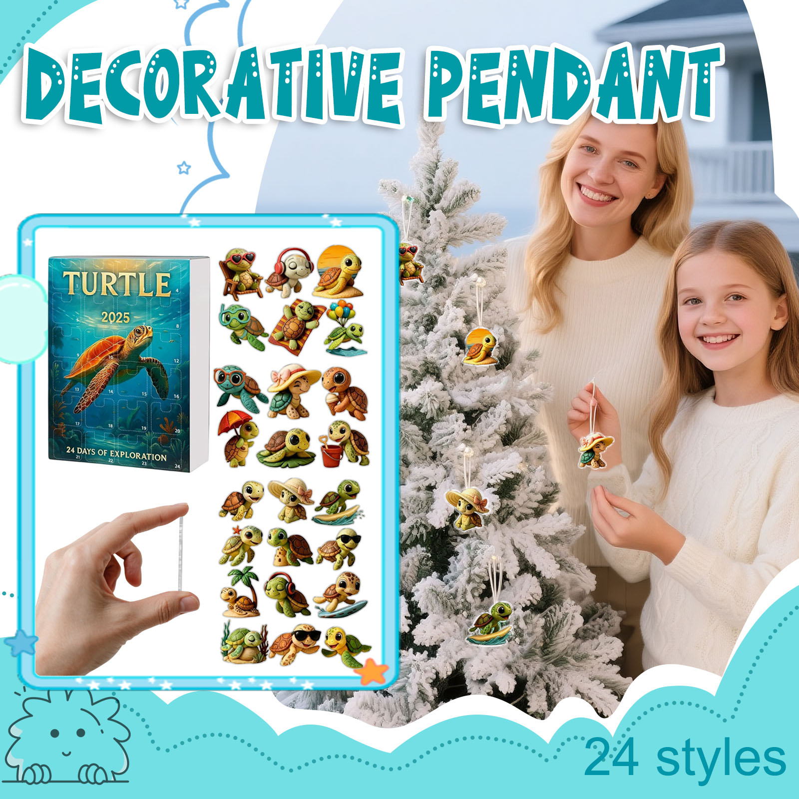 Sea Turtle Advent Calendar 2D 2025, Adorable Realistic Ocean Animals ...