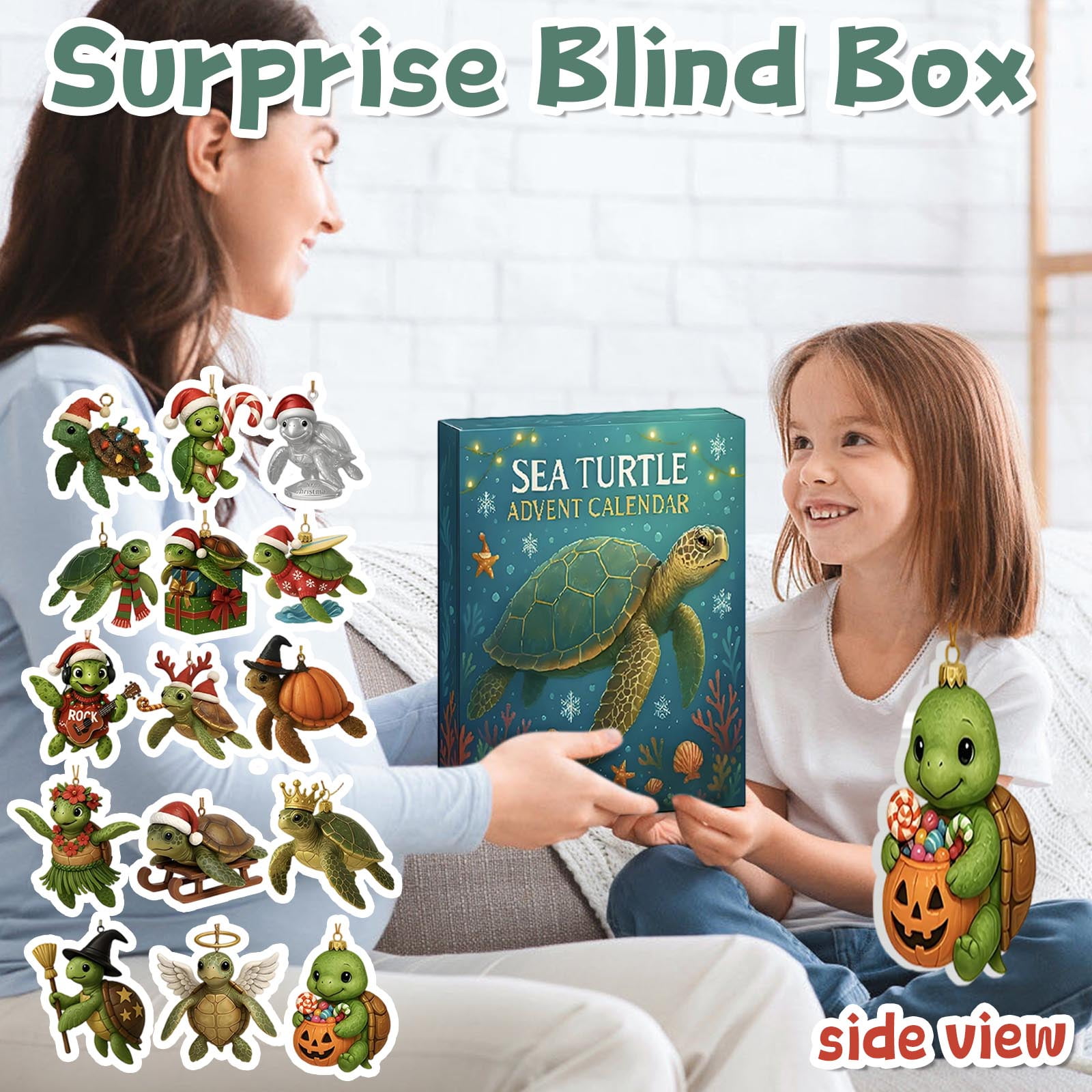 Sea Turtle Advent Calendars 2025, 24 Days Sea Turtle Ornaments ...