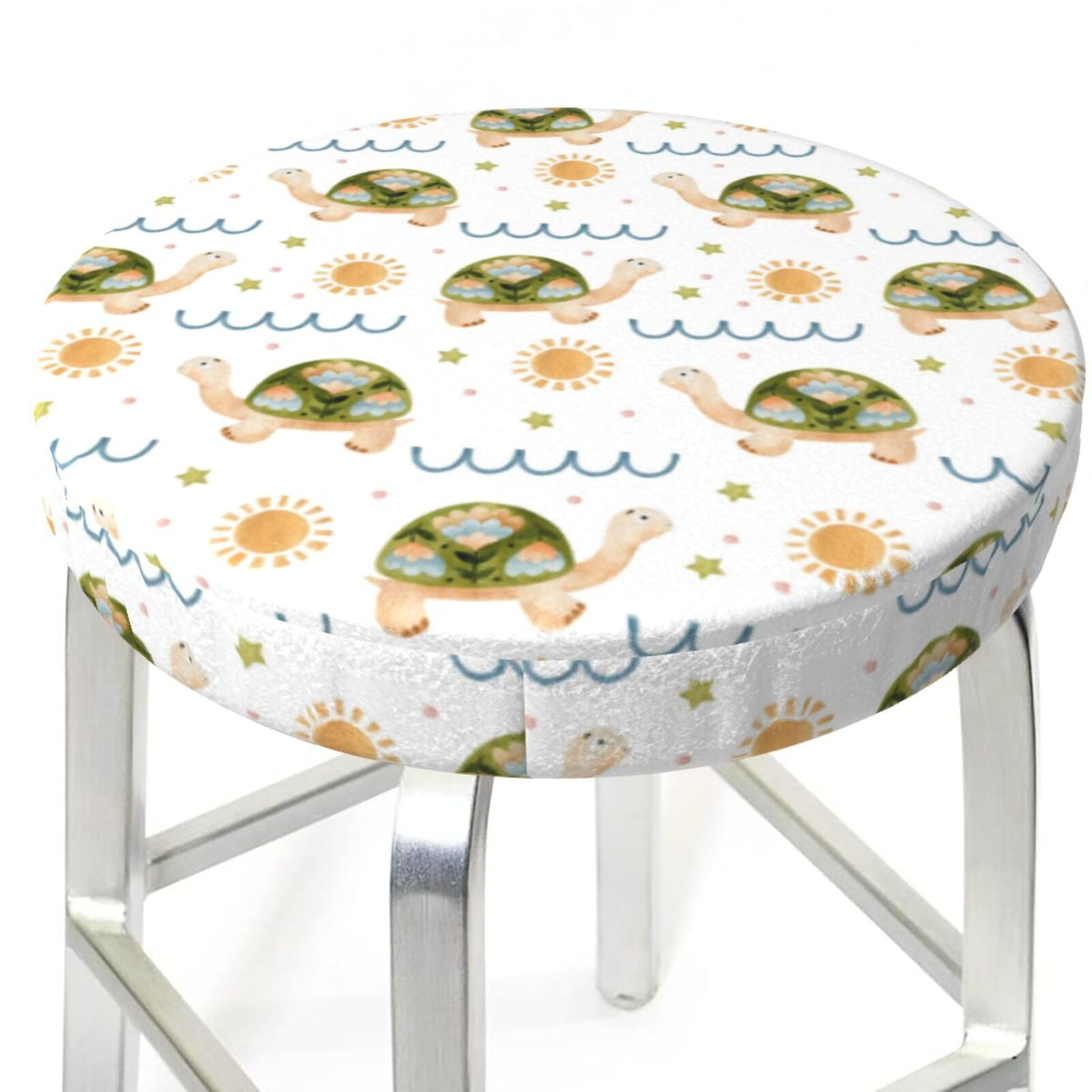 Sea Turtle Basking in the Sun Bar Stool Covers Round - Washable Round ...