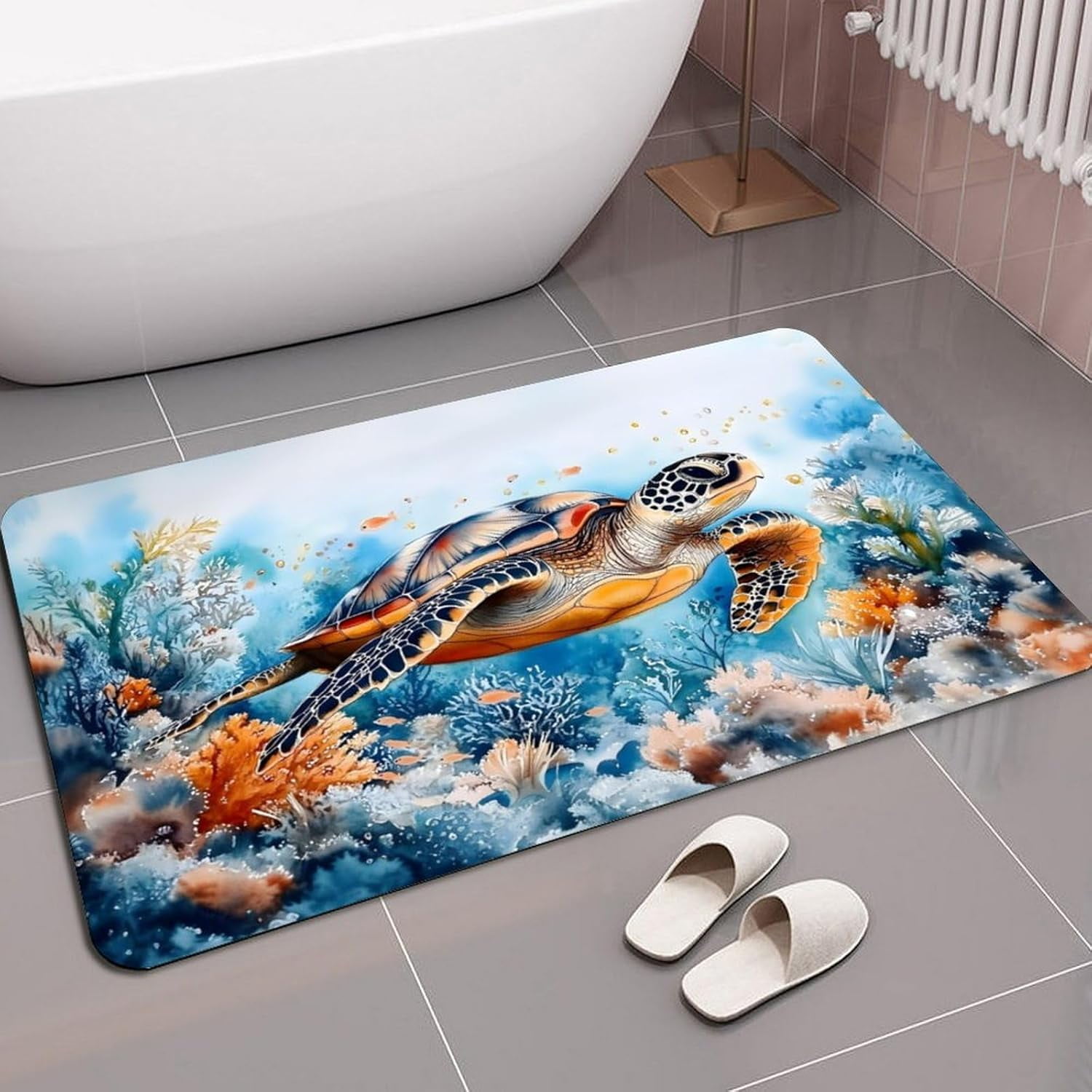 Sea Turtle Bath Mat for Bathroom, 16x24 Inches Bathroom Mats Rugs No ...