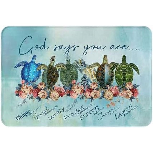 Sea Turtle Bath Mat for Bathroom, Ocean Beach Turtle Bible Verse Non ...