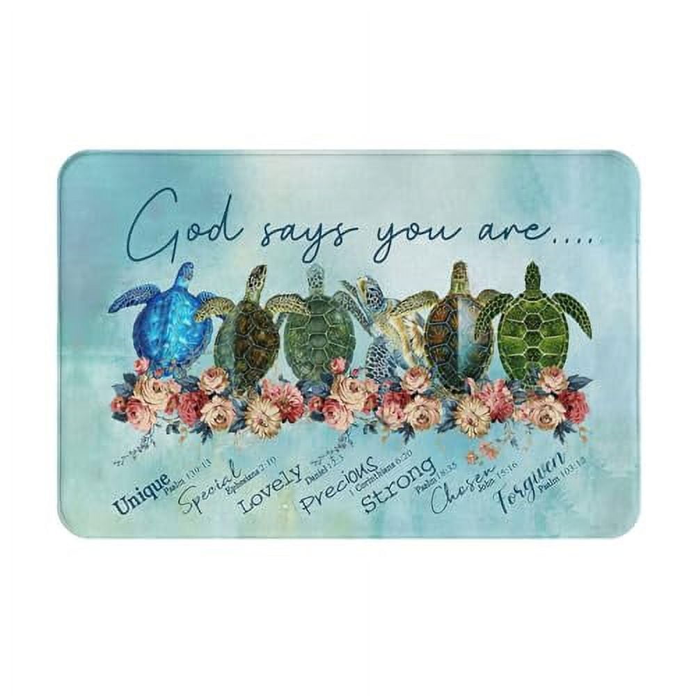 Sea Turtle Bath Mat for Bathroom, Ocean Beach Turtle Bible Verse Non ...