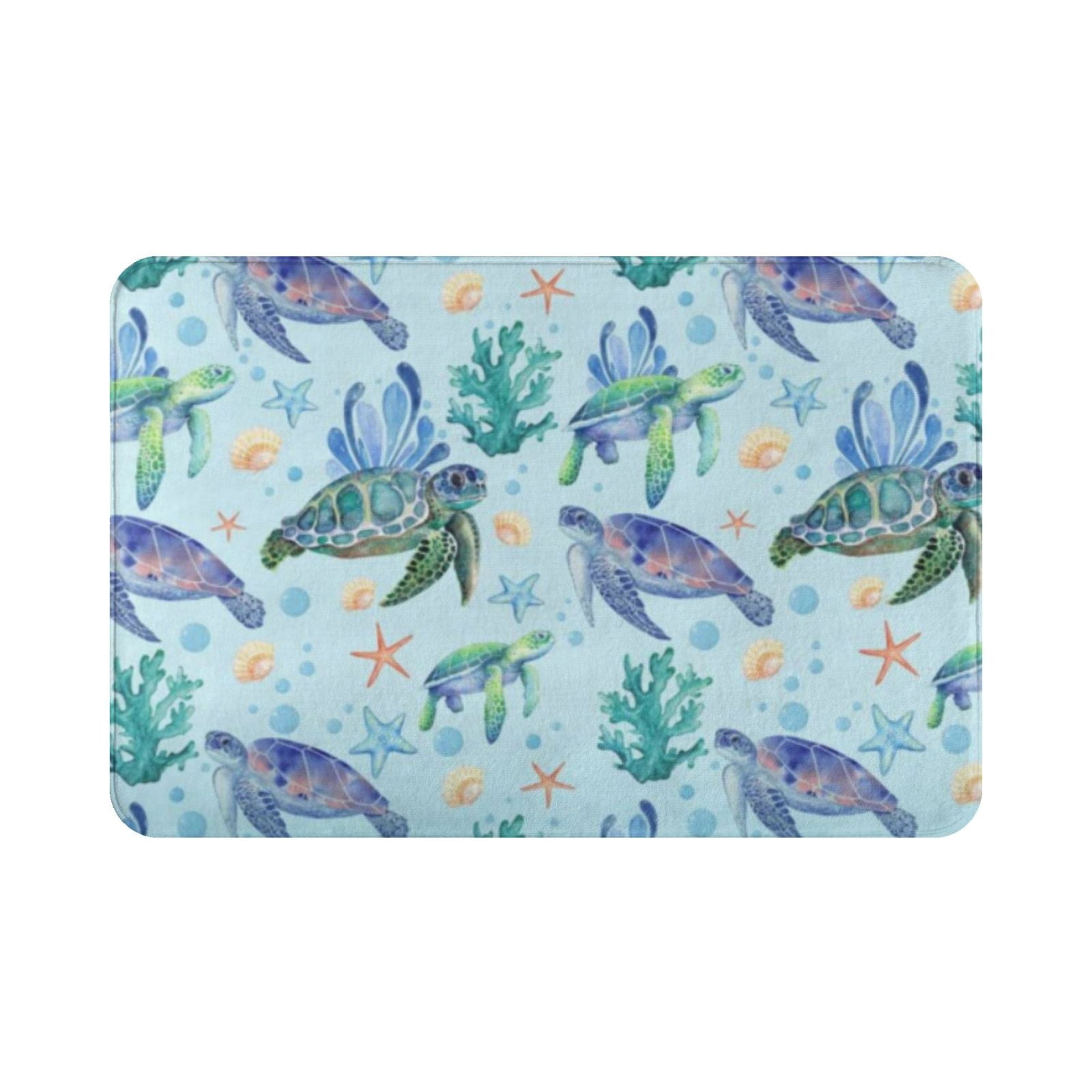 Sea Turtle Bath Mats No Slip Bathroom Rugs Mats Washable Kitchen Rug ...