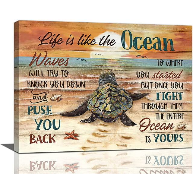 Sea Turtle Bathroom Decor Wall Art Beach Ocean Inspirational Quotes