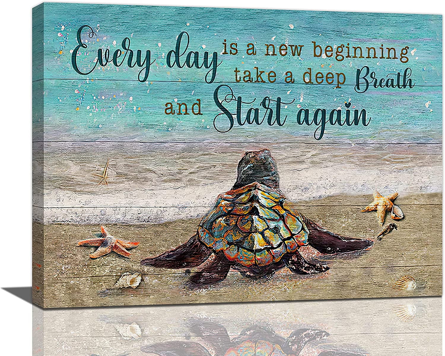 Sea Turtle Bathroom Decor Wall Art Inspirational Quotes Every Day Is A ...