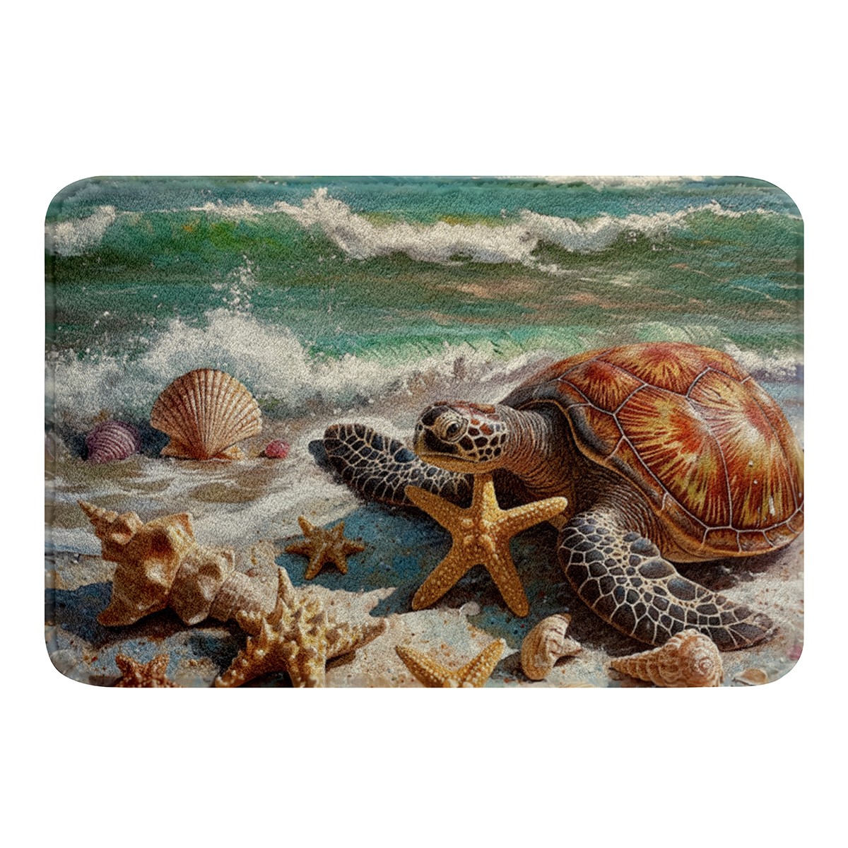 Sea Turtle Bathroom Rug Set,Coastal Beach Turtle Bath Mat for Kids ...