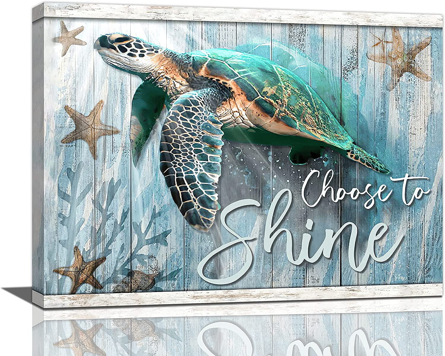 Sea Turtle Bathroom Wall Art Ocean Nautical Coastal Wall Decor Turtle ...