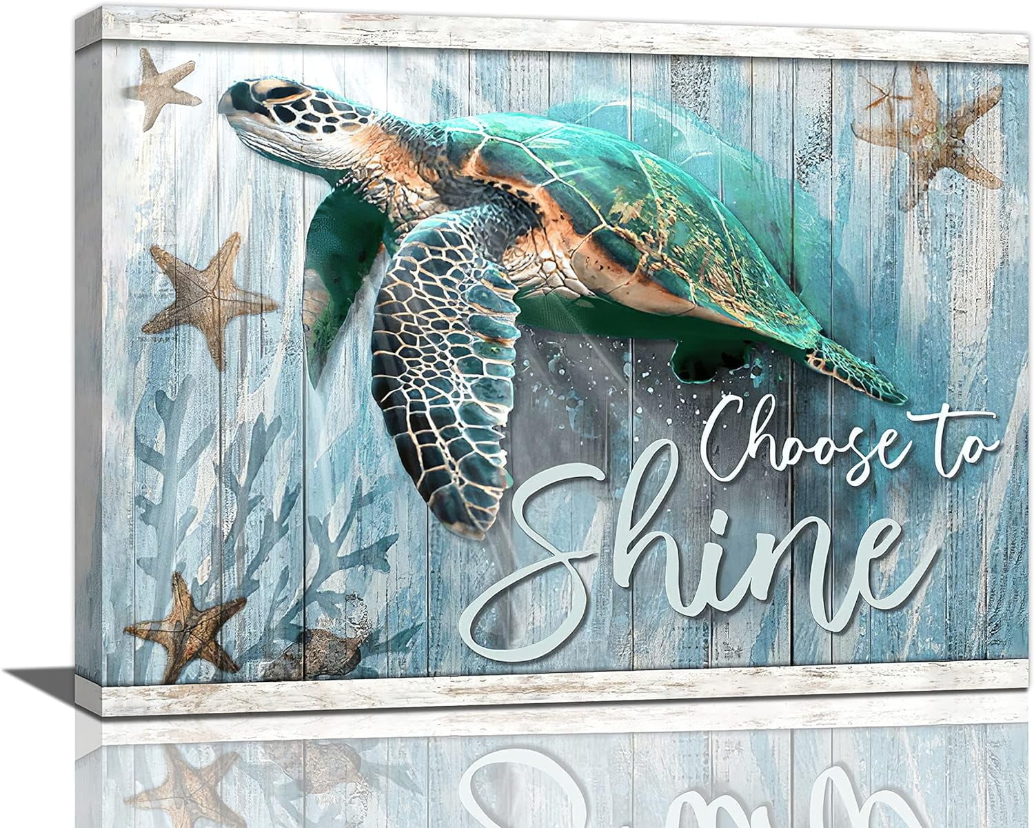 Sea Turtle Bathroom Wall Art Ocean Nautical Coastal Wall Decor Turtle ...