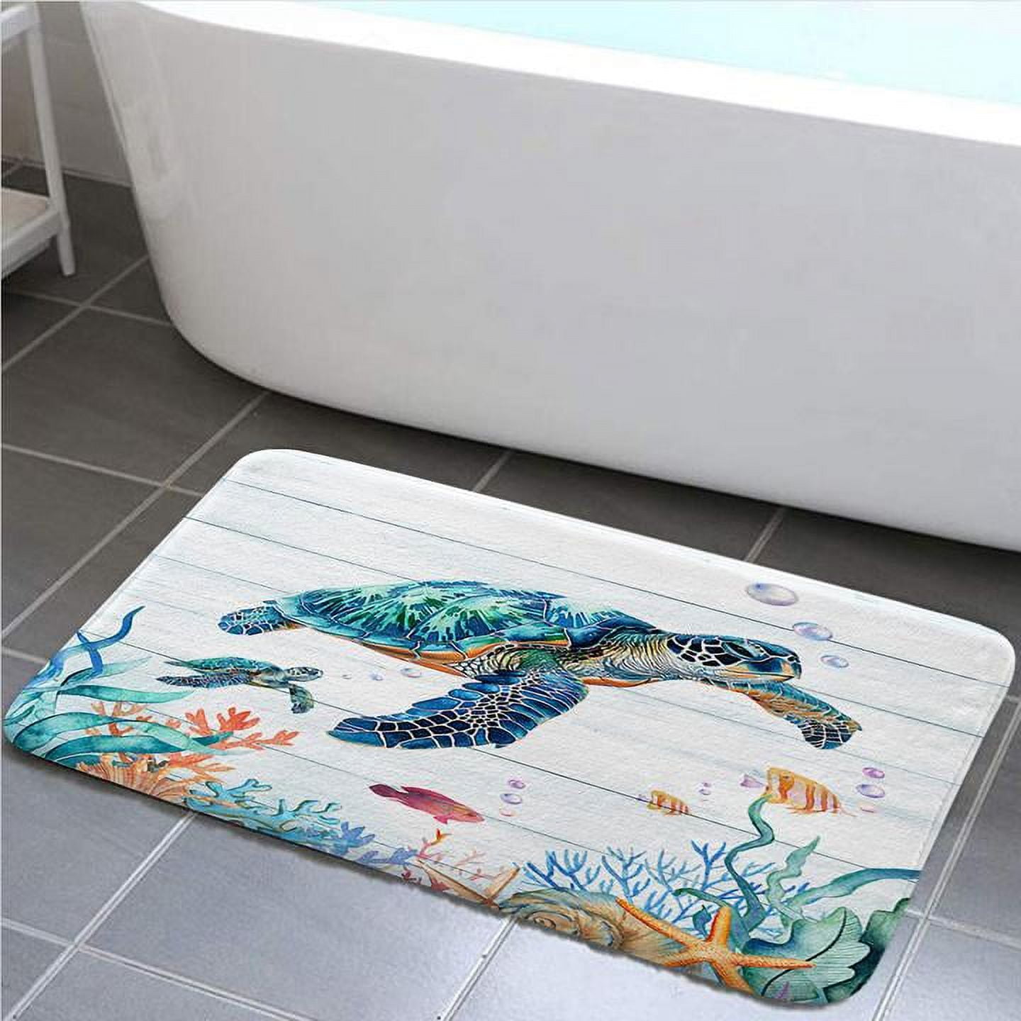 Sea Turtle Beach Bathroom Rug Nautical Bath Mats Door Coastal Carpet ...