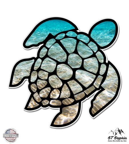 Sea Turtle Beach Ocean - 3" Vinyl Sticker - for Car Laptop I-Pad Phone ...