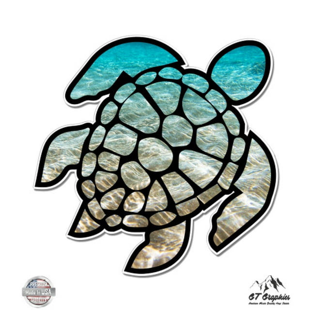 Sea Turtle Beach Ocean - 3" Vinyl Sticker - for Car Laptop I-Pad Phone ...