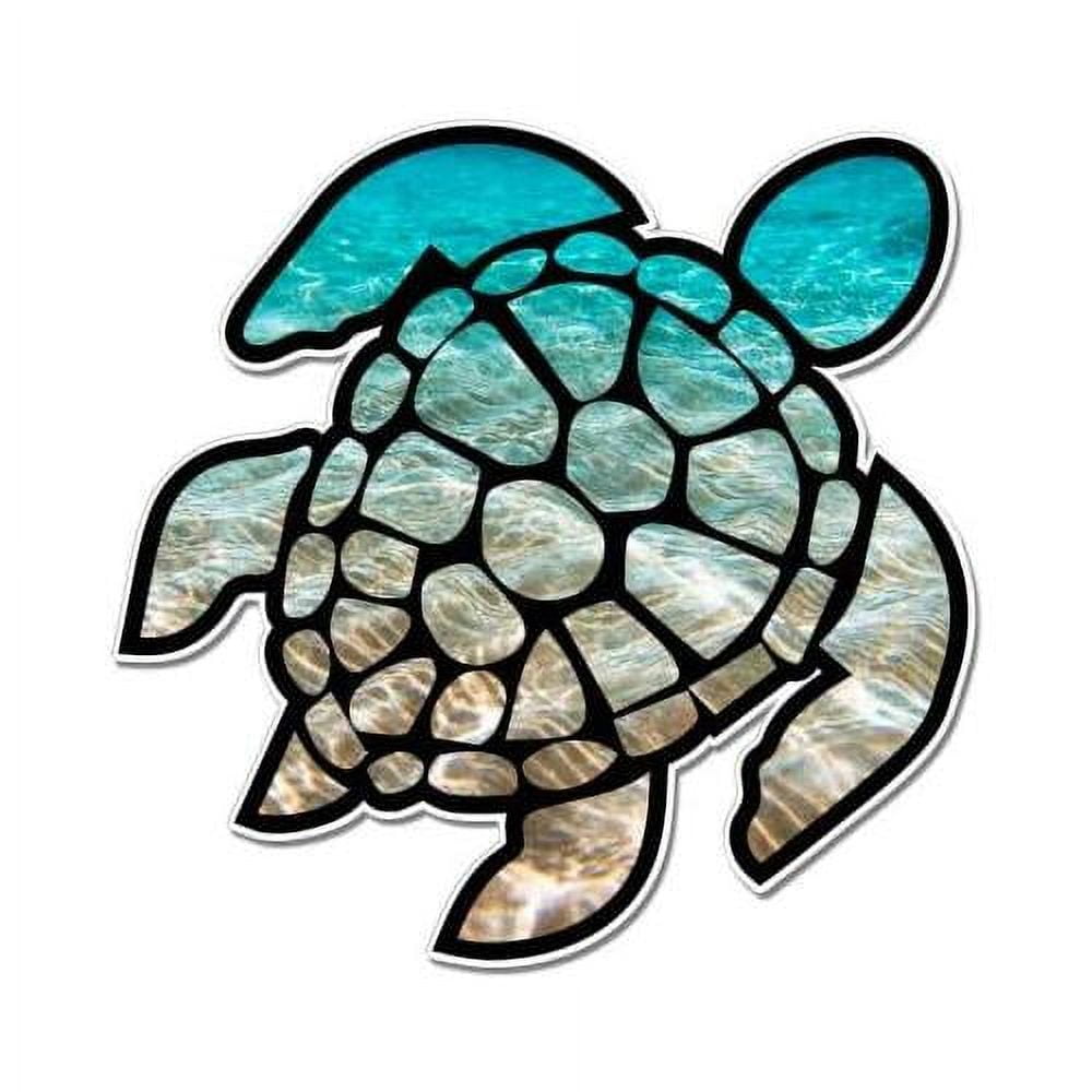 Sea Turtle Beach Ocean Cute - Vinyl Sticker Waterproof Decal - Walmart.com