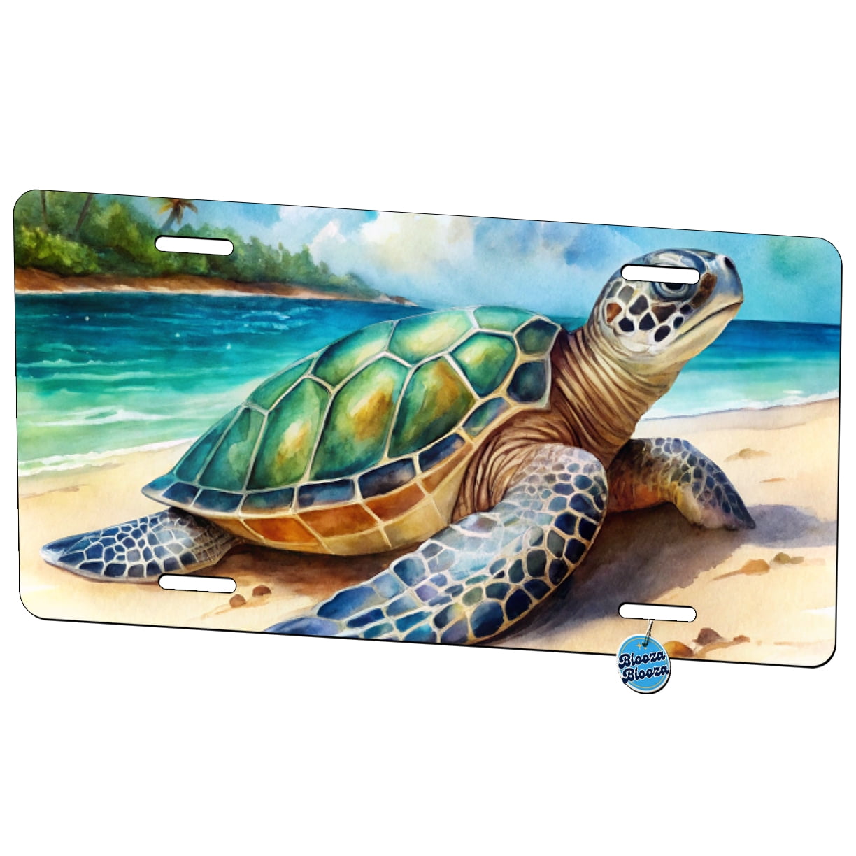 Sea Turtle Beach Watercolor Design Metal Novelty License Plate ...