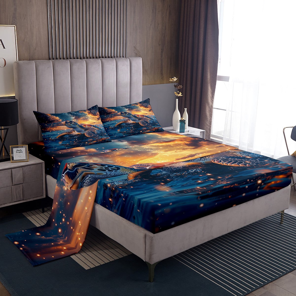 Sea Turtle Bed Sheets Set Twin Size,Coastal Marine Life Sheet Set ...