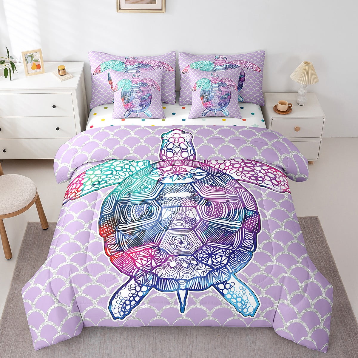 Sea Turtle Bed in a Bag Queen Comforter Set 7 Piece,Tropical Ocean ...