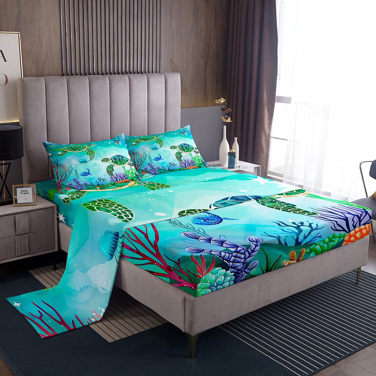 Sea Turtle Bed Sheets Set Nautical Sea Animal Sheet Set Twin,Coastal ...