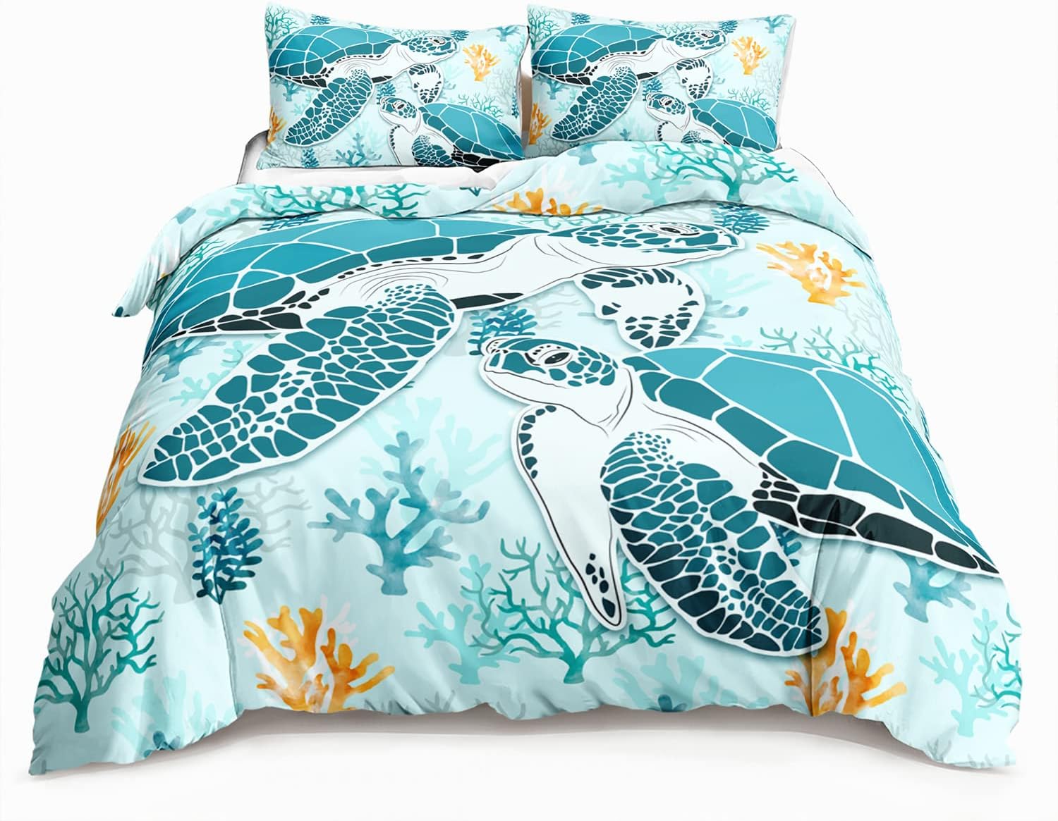 Sea Turtle Bedding,Coastal Beach Themed Bedding Queen Size for Kids ...