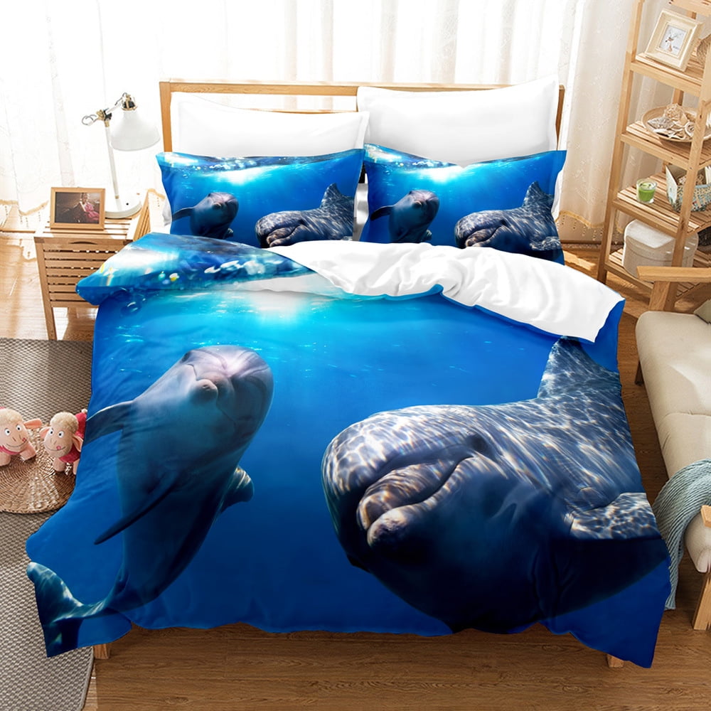 Sea Turtle Bedding Ocean Duvet Cover Set Teal Mediterranean Style ...