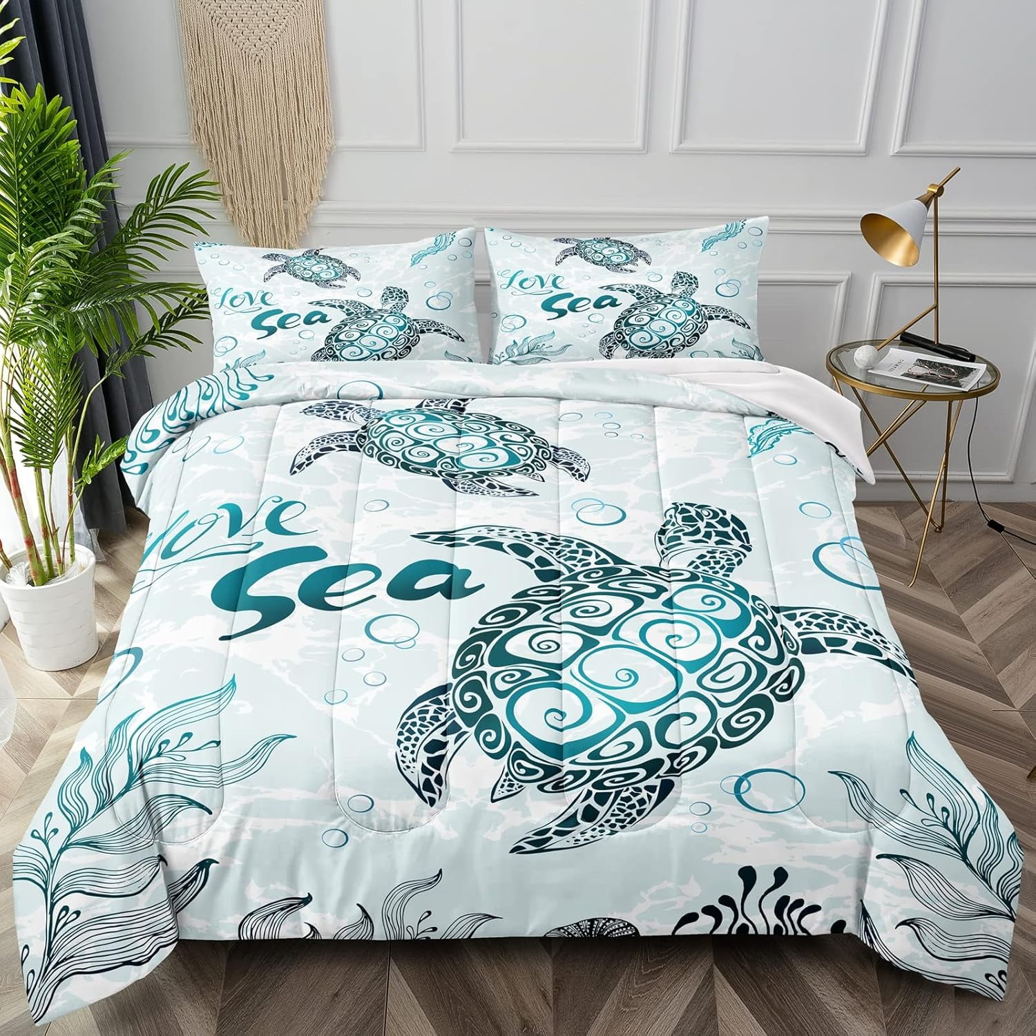 Sea Turtle Bedding Set, Turtle Comforter Sets Full Size for Girls ...